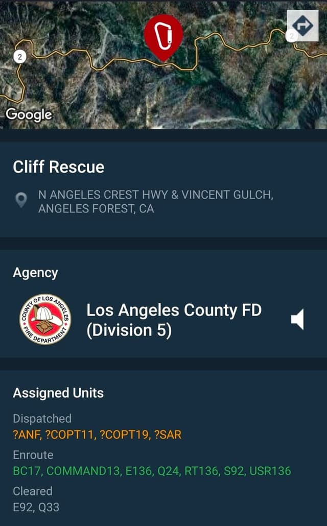 CLIFF RESCUE — ANGELES FOREST LACoFD and Palmdale Sheriff’s Search and ...
